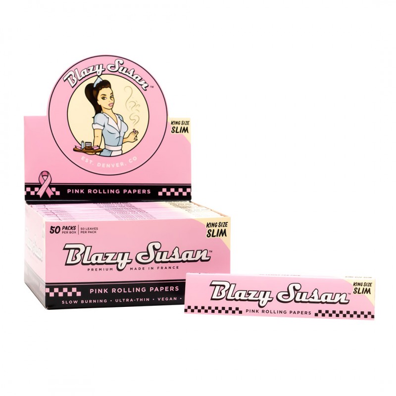 Blazy Susan King Size Slim Pink Rolling Papers 50ct, thc, dry herb, flower, aromatherapy ...